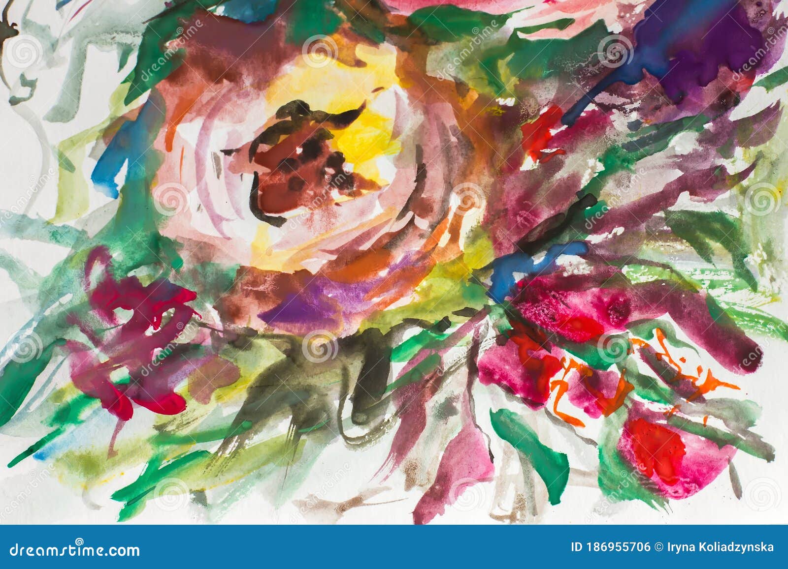 Abstract Flowers Pattern. Watercolor. Painting Painting Impressionism ...