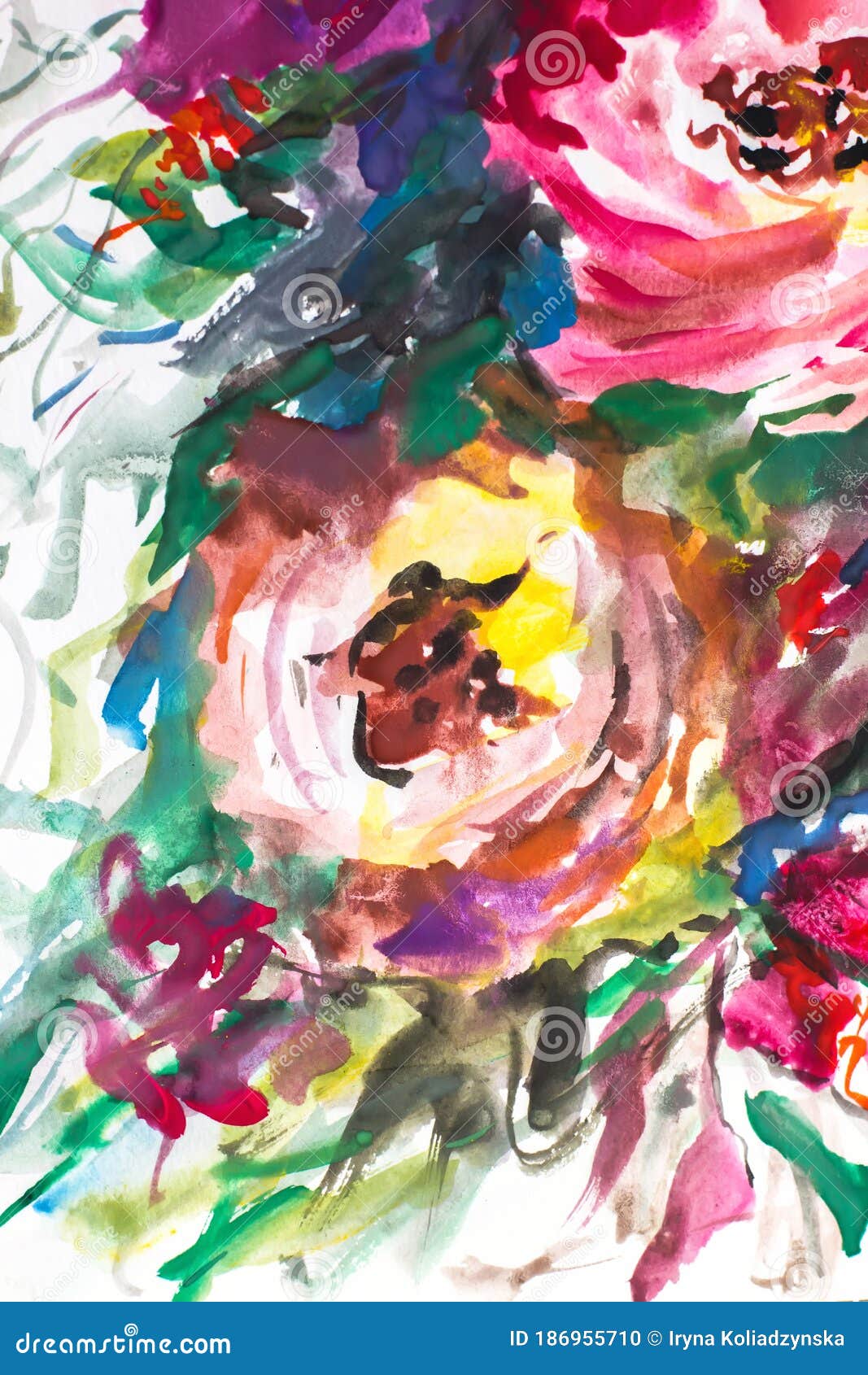 Abstract Flowers Pattern. Watercolor. Painting Painting Impressionism ...
