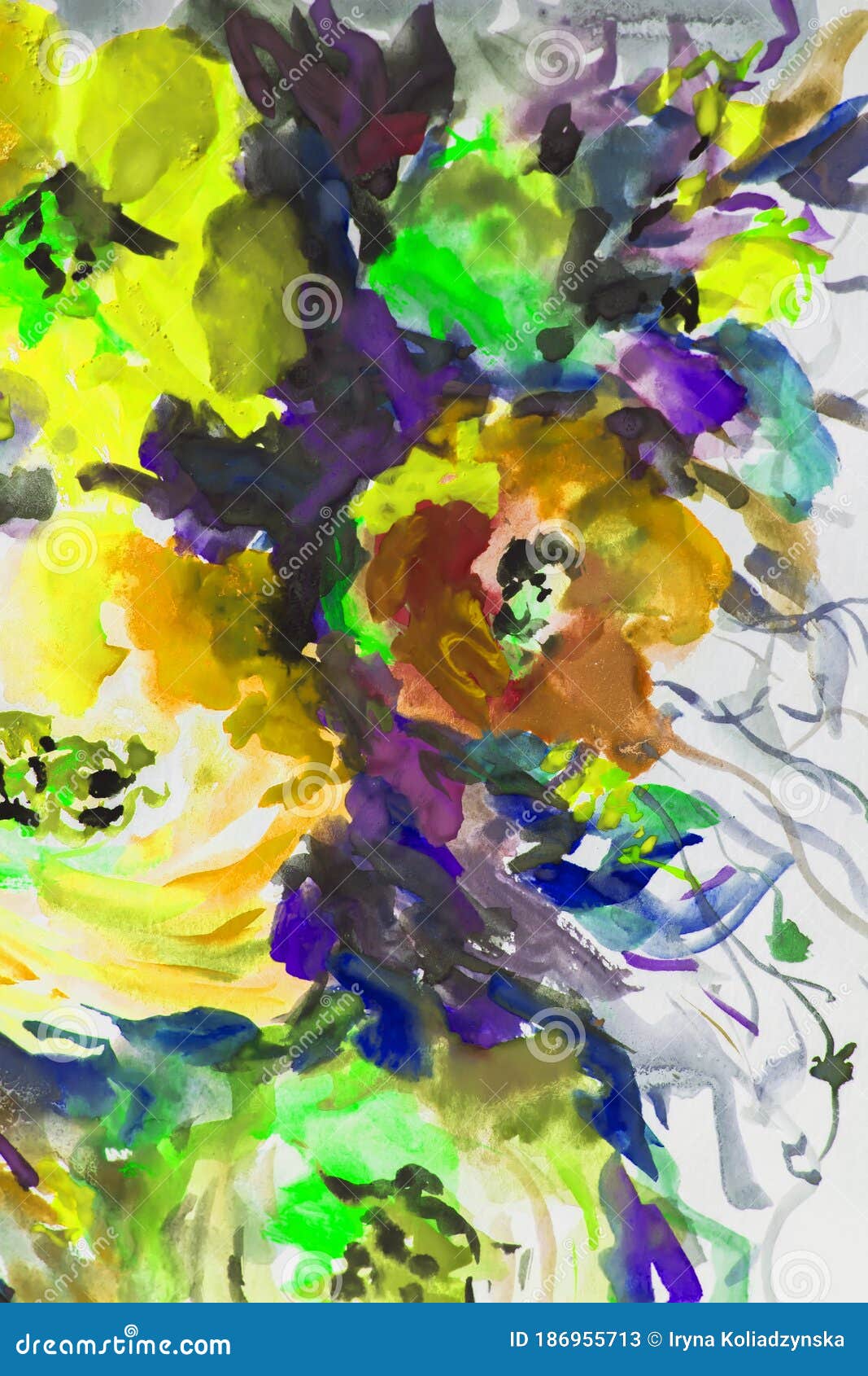 Abstract Flowers Pattern. Watercolor. Painting Painting Impressionism ...
