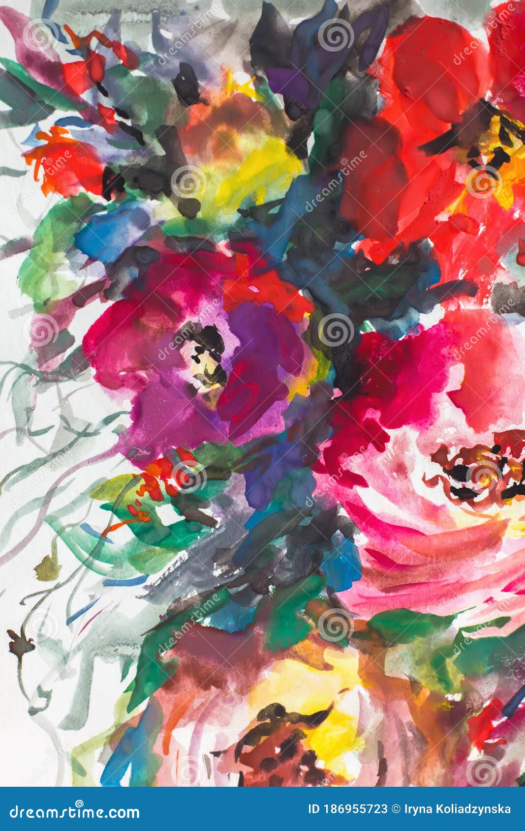 Abstract Flowers Pattern. Watercolor. Painting Painting Impressionism ...