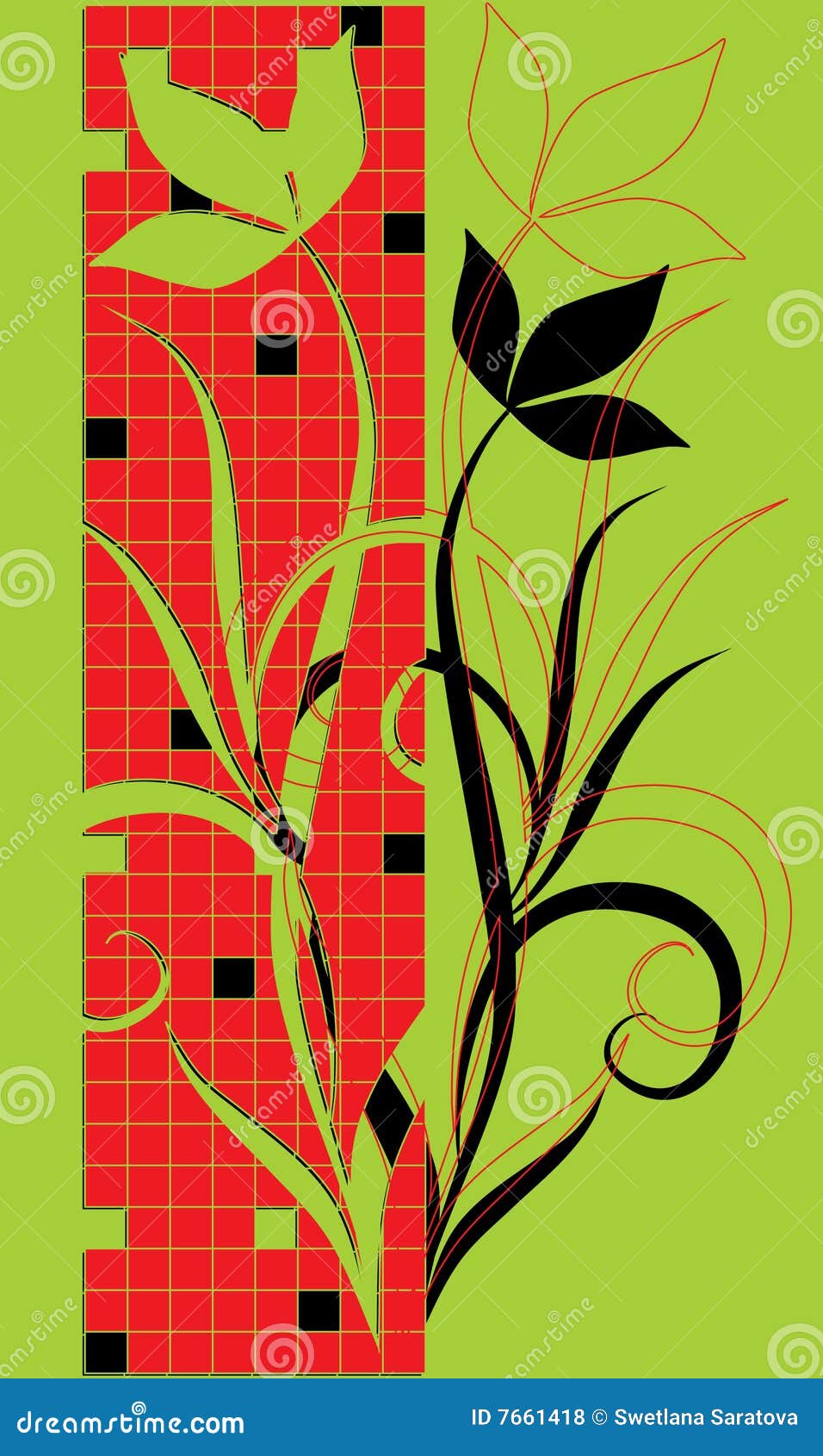 Abstract Flowers on a Square Background. Stock Vector - Illustration of ...