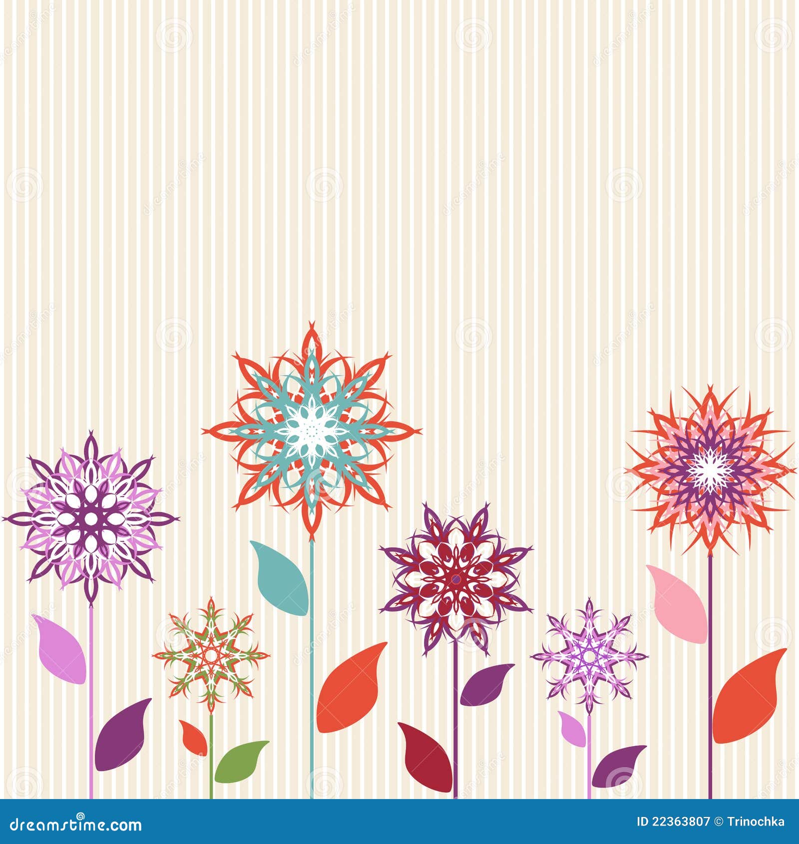 Abstract Flowers on Striped Background Stock Vector - Illustration of ...