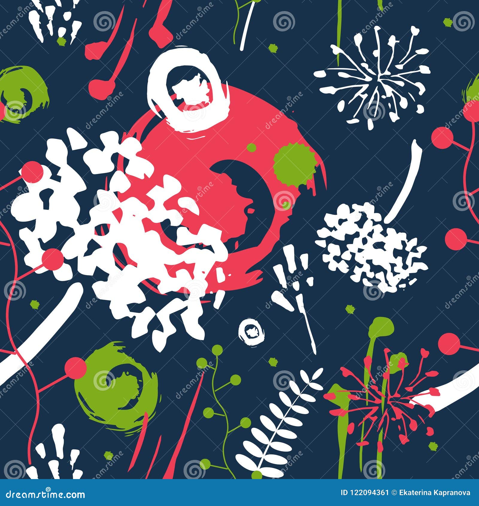 Abstract Flowersand Herbs. Vector Seamless Pattern Stock Vector ...