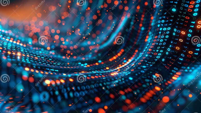Abstract Flowing Data Visualization, Generative AI Stock Image - Image of futuristic, matrix ...