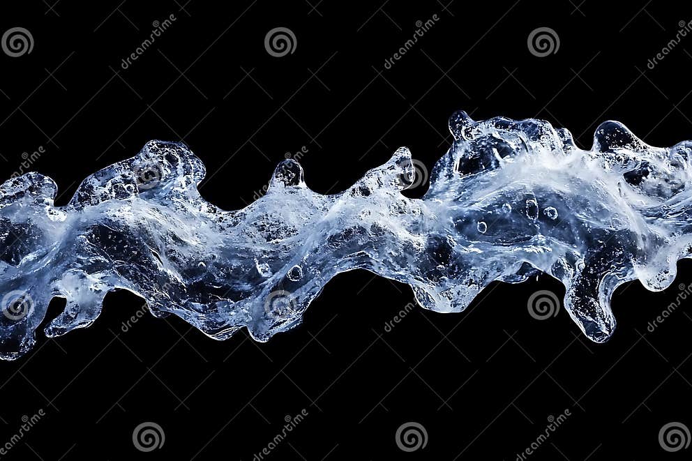 Abstract Flowing Water Stream Isolated on Black Background Stock ...