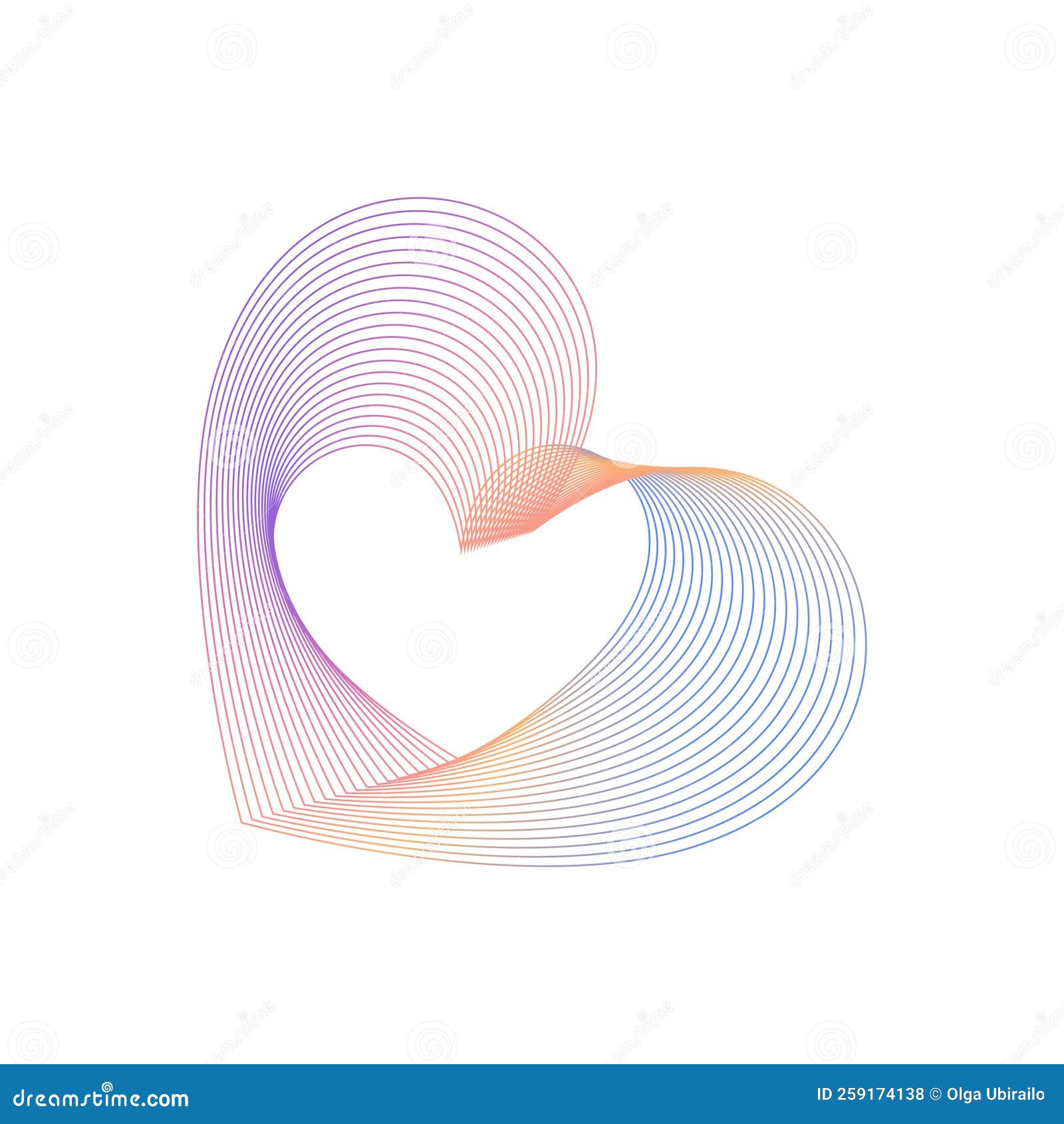 Abstract Flowing Wavy Lines in Heart Shape with Rainbow Gradient Color ...
