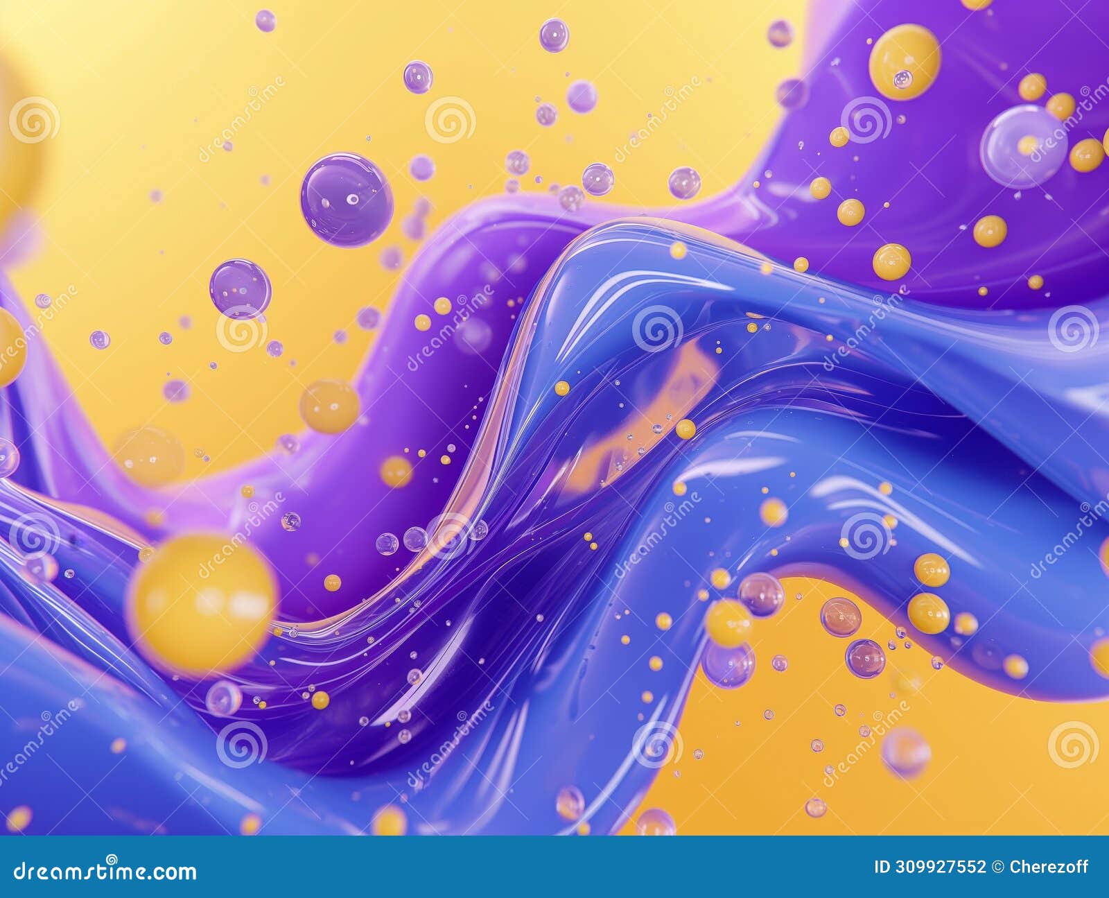 Abstract Fluid Art with Blue and Yellow Colors Stock Photo - Image of ...