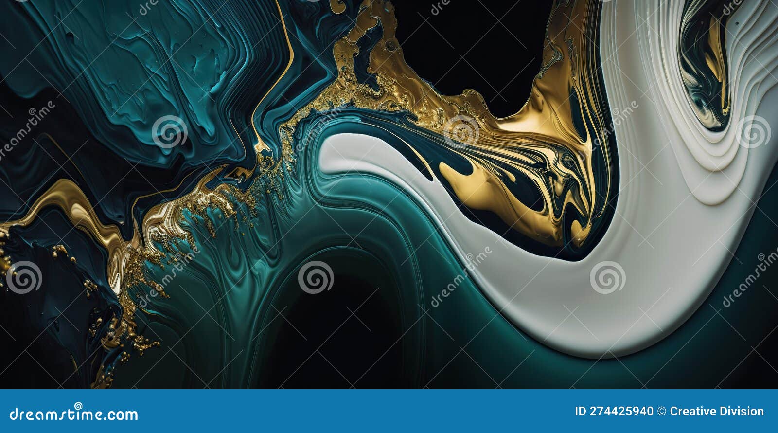 Abstract Fluid Art with Gold and Ink Texture, Generative AI Stock Photo ...