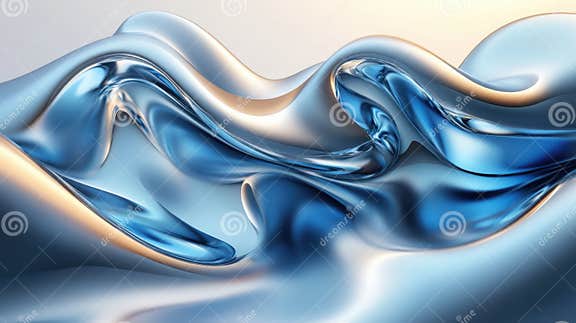 Abstract Fluid Blue and Silver Wave Pattern Reflects Light in Modern ...