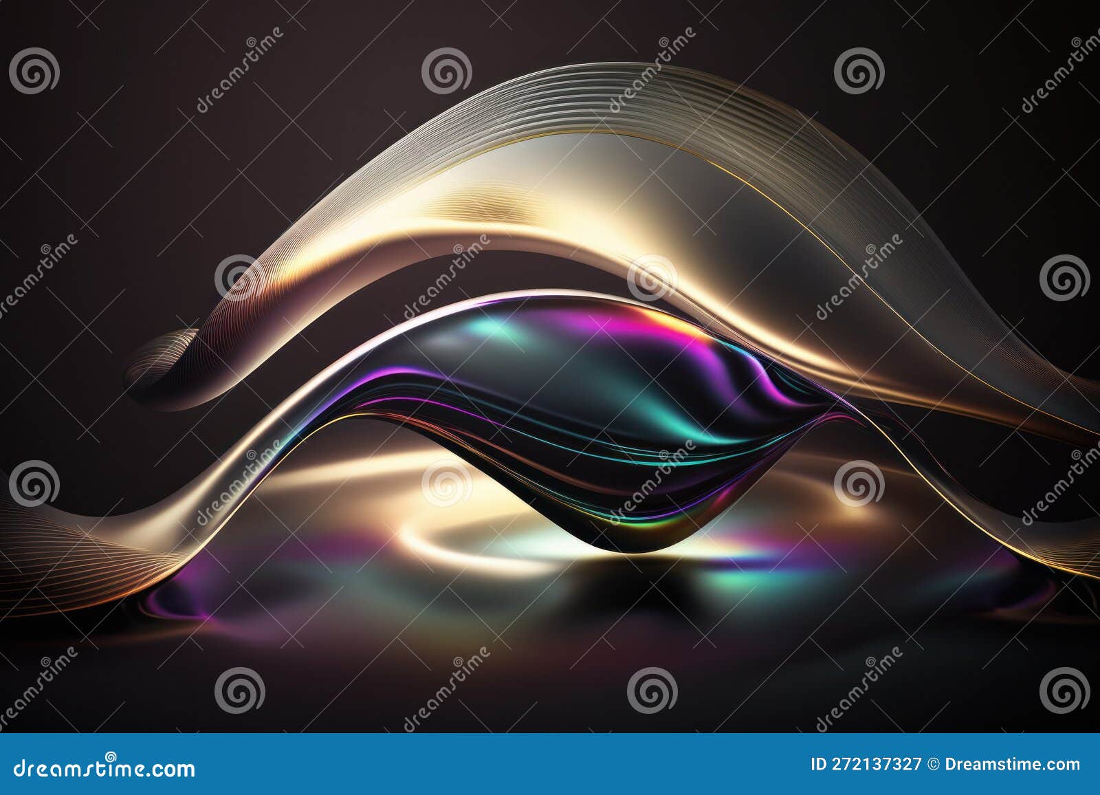 Abstract Fluid 3d Render Holographic Wave. Antique White Gradient ...