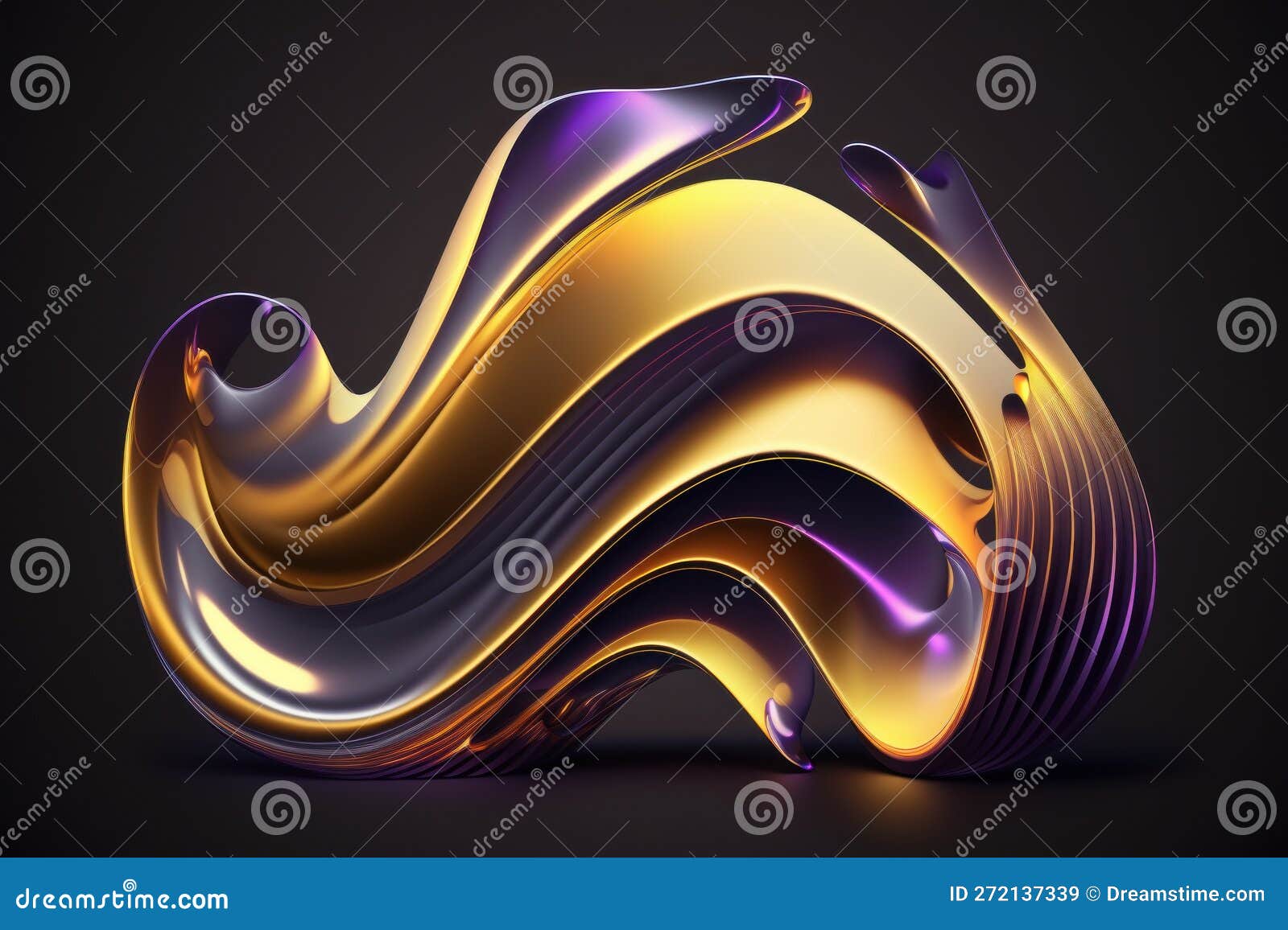 Abstract Fluid 3d Render Holographic Wave. Arylide Yellow Gradient ...