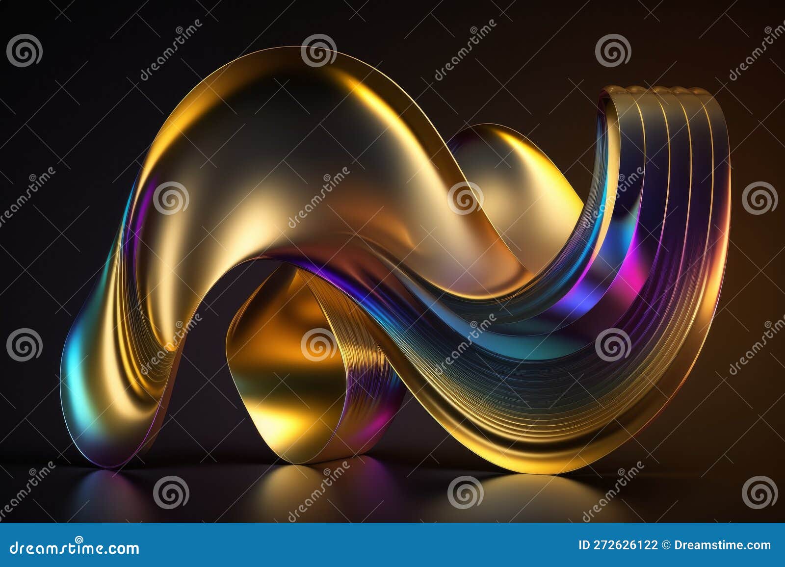 Abstract Fluid 3d Render Holographic Wave. Citrine Gradient Design for ...