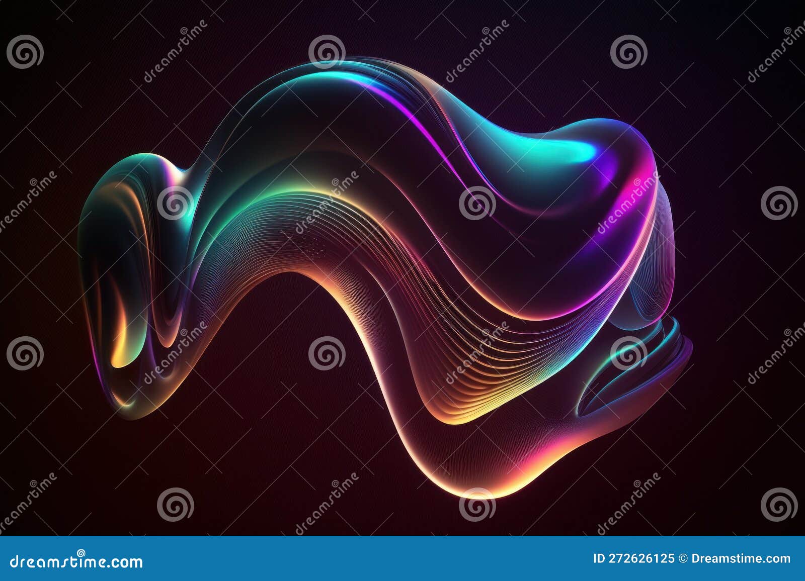 Abstract Fluid 3d Render Holographic Wave. Citron Gradient Design for ...