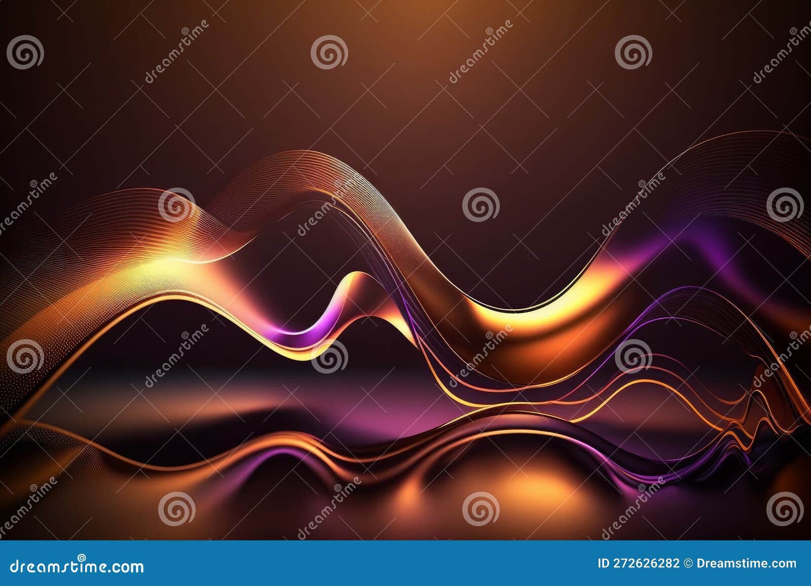 Abstract Fluid 3d Render Holographic Wave. Dark Sienna Gradient Design ...