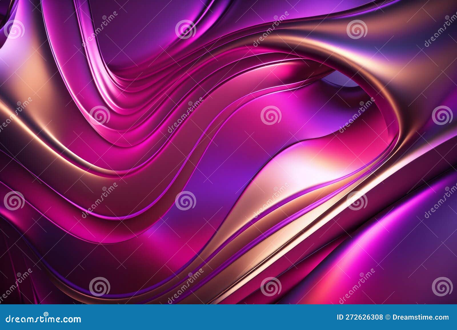 Abstract Fluid 3d Render Holographic Wave. Deep Cerise Gradient Design ...