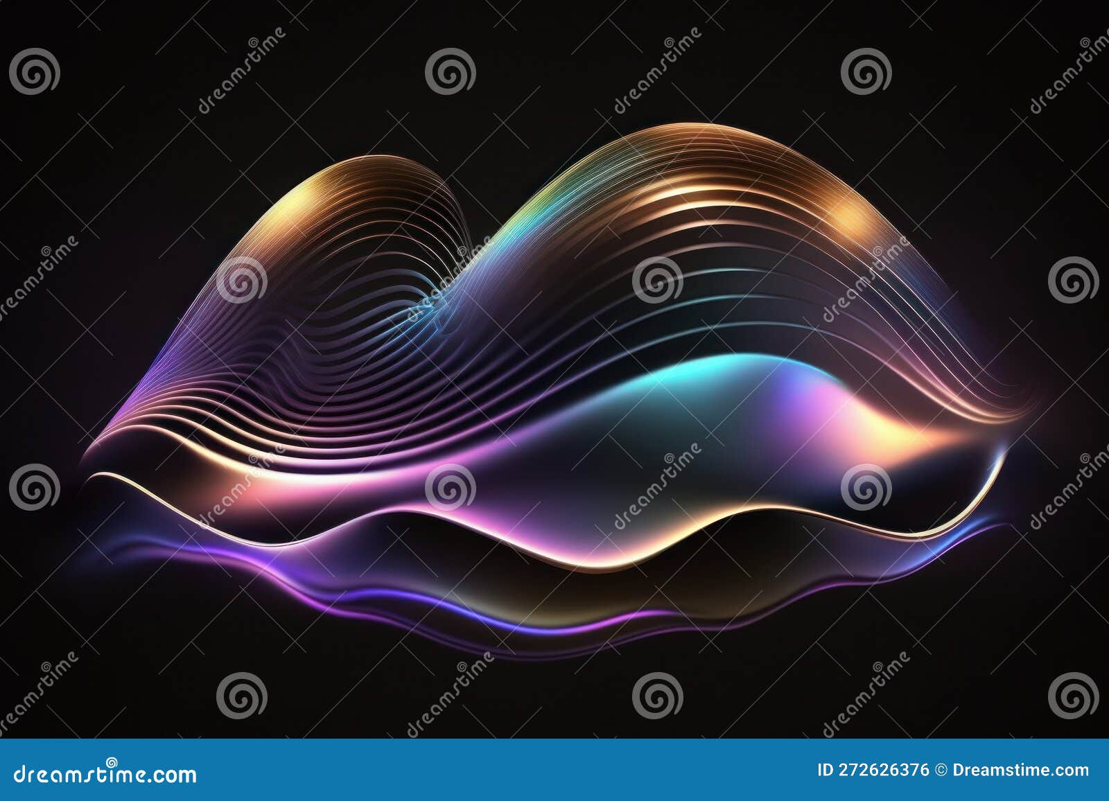 Abstract Fluid 3d Render Holographic Wave. Eggshell Gradient Design for ...