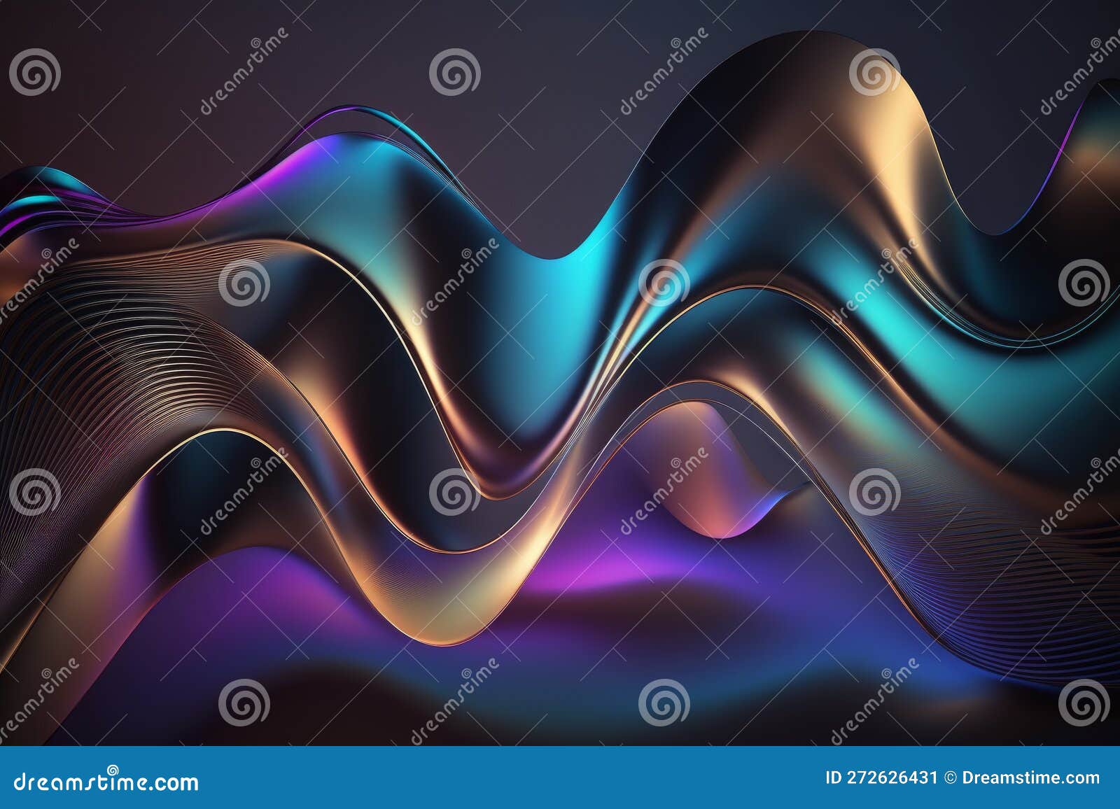 Abstract Fluid 3d Render Holographic Wave. French Blue Gradient Design ...