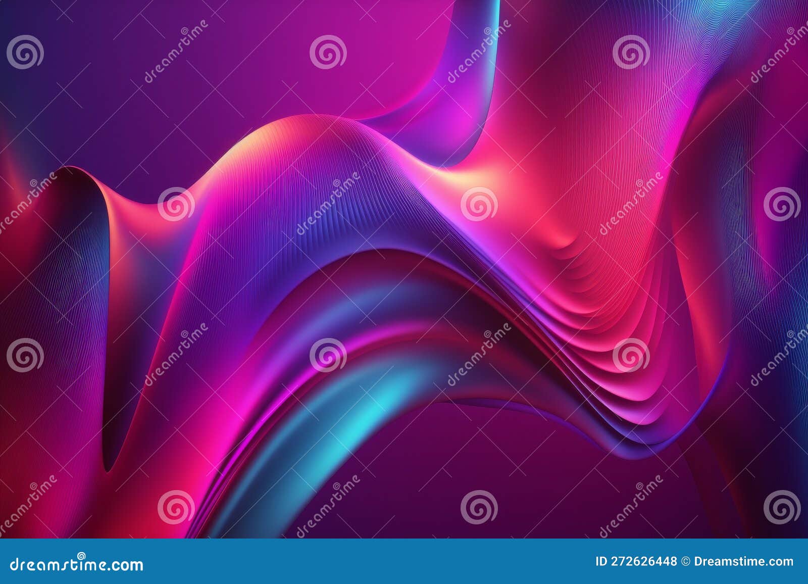 Abstract Fluid 3d Render Holographic Wave. Fuchsia Gradient Design for ...
