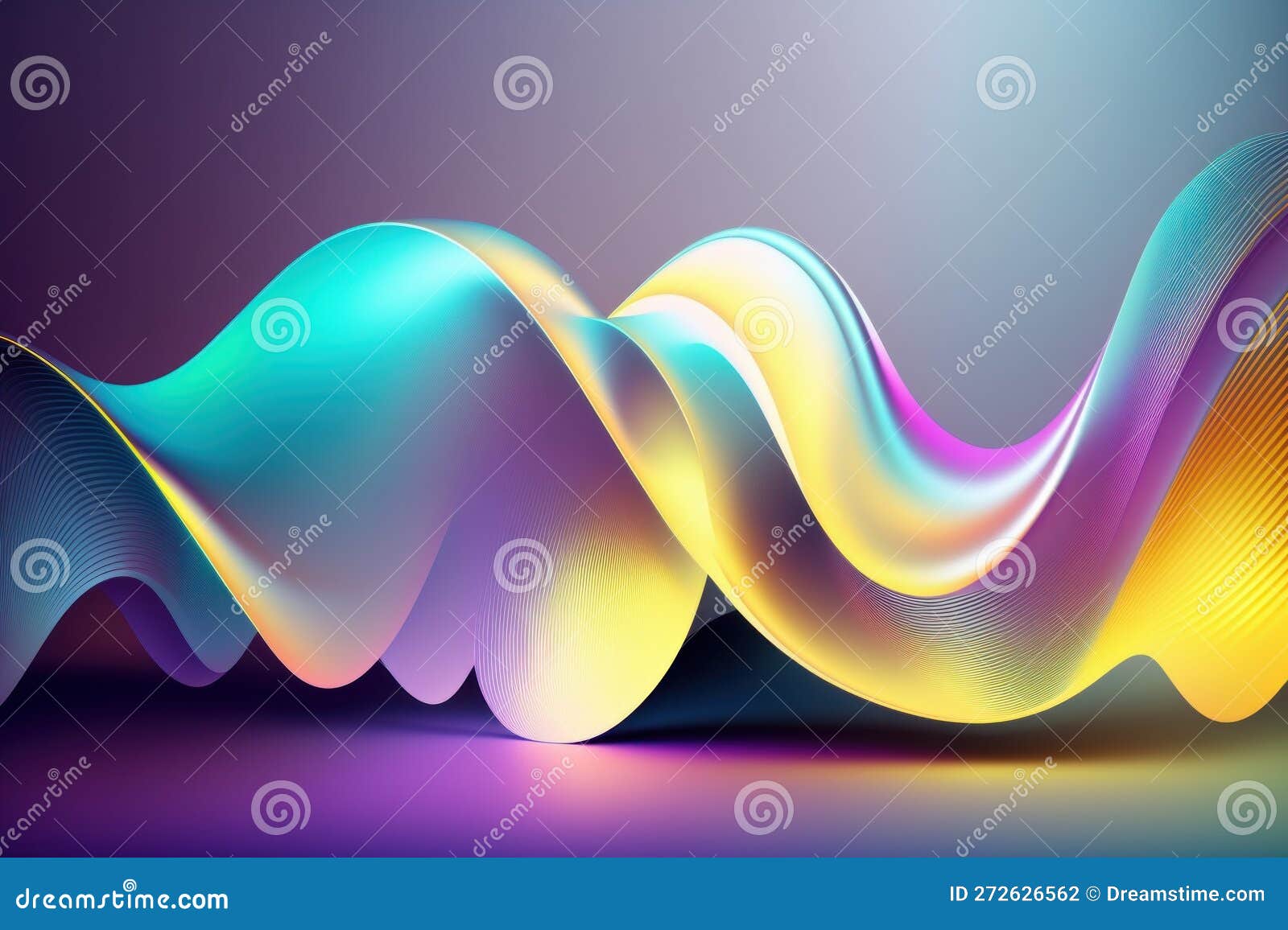 Abstract Fluid 3d Render Holographic Wave. Lemon Glacier Gradient ...