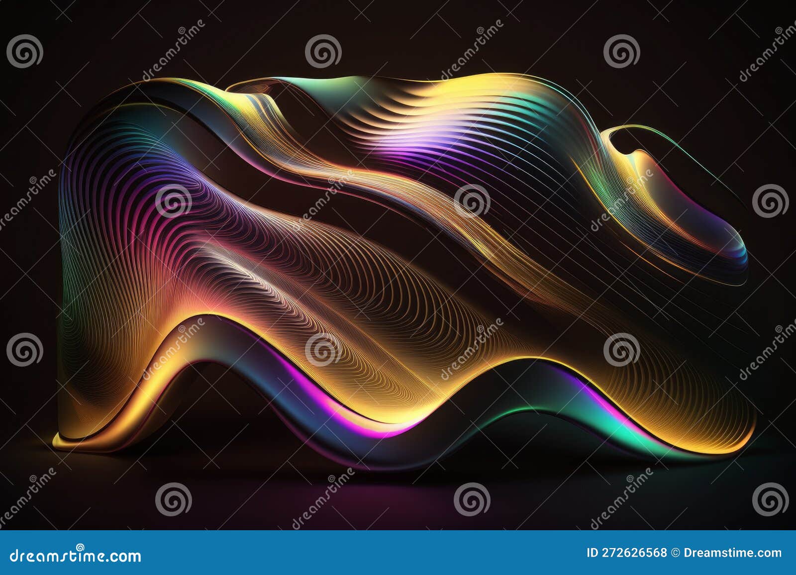 Abstract Fluid 3d Render Holographic Wave. Lemon Meringue Gradient ...