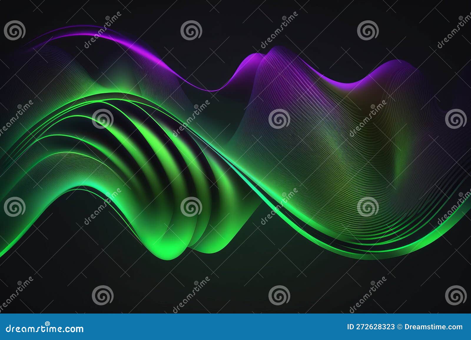 Abstract Fluid 3d Render Holographic Wave. Neon Green Gradient Design ...