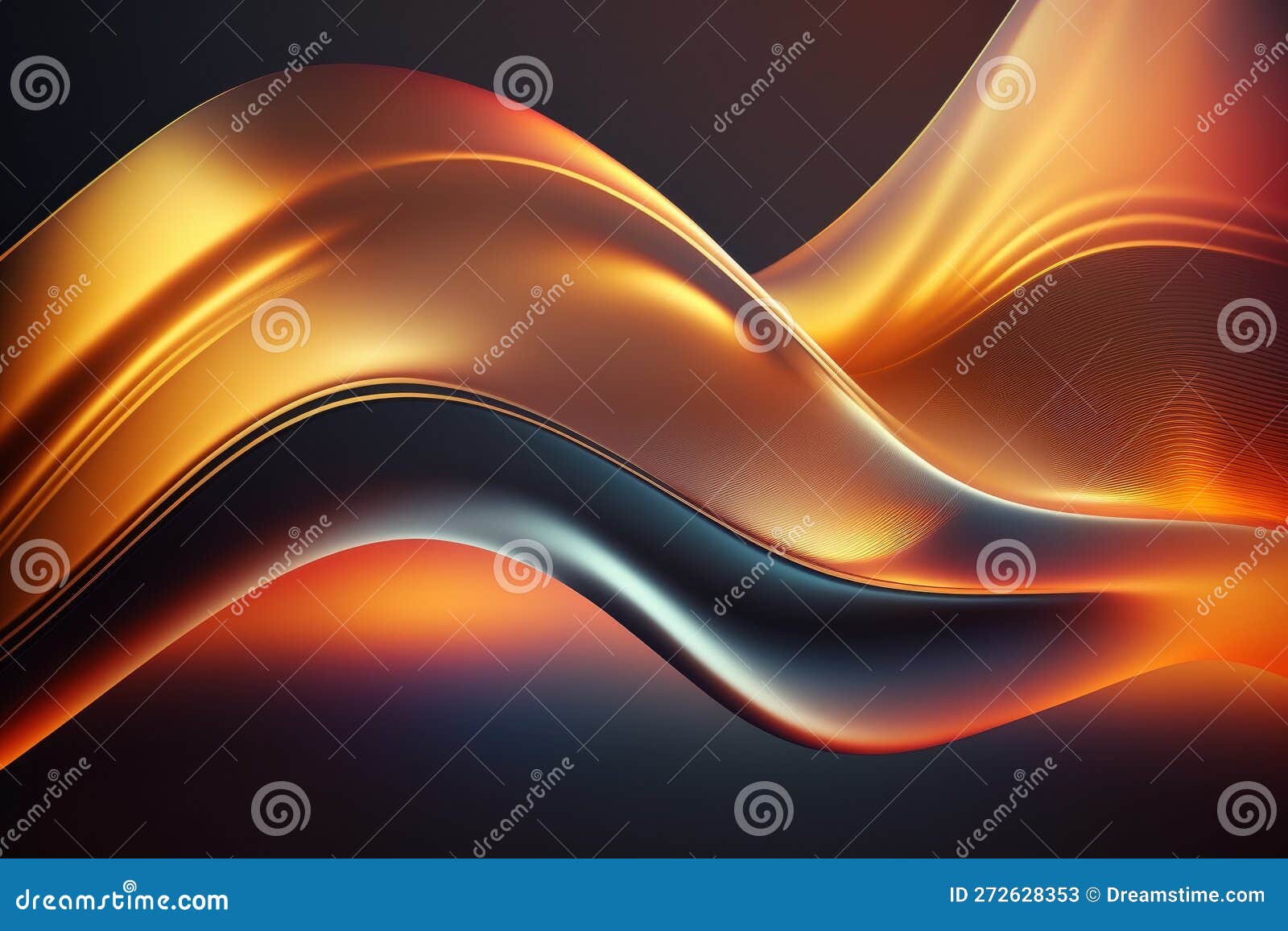 Abstract Fluid 3d Render Holographic Wave. Outrageous Orange Gradient ...