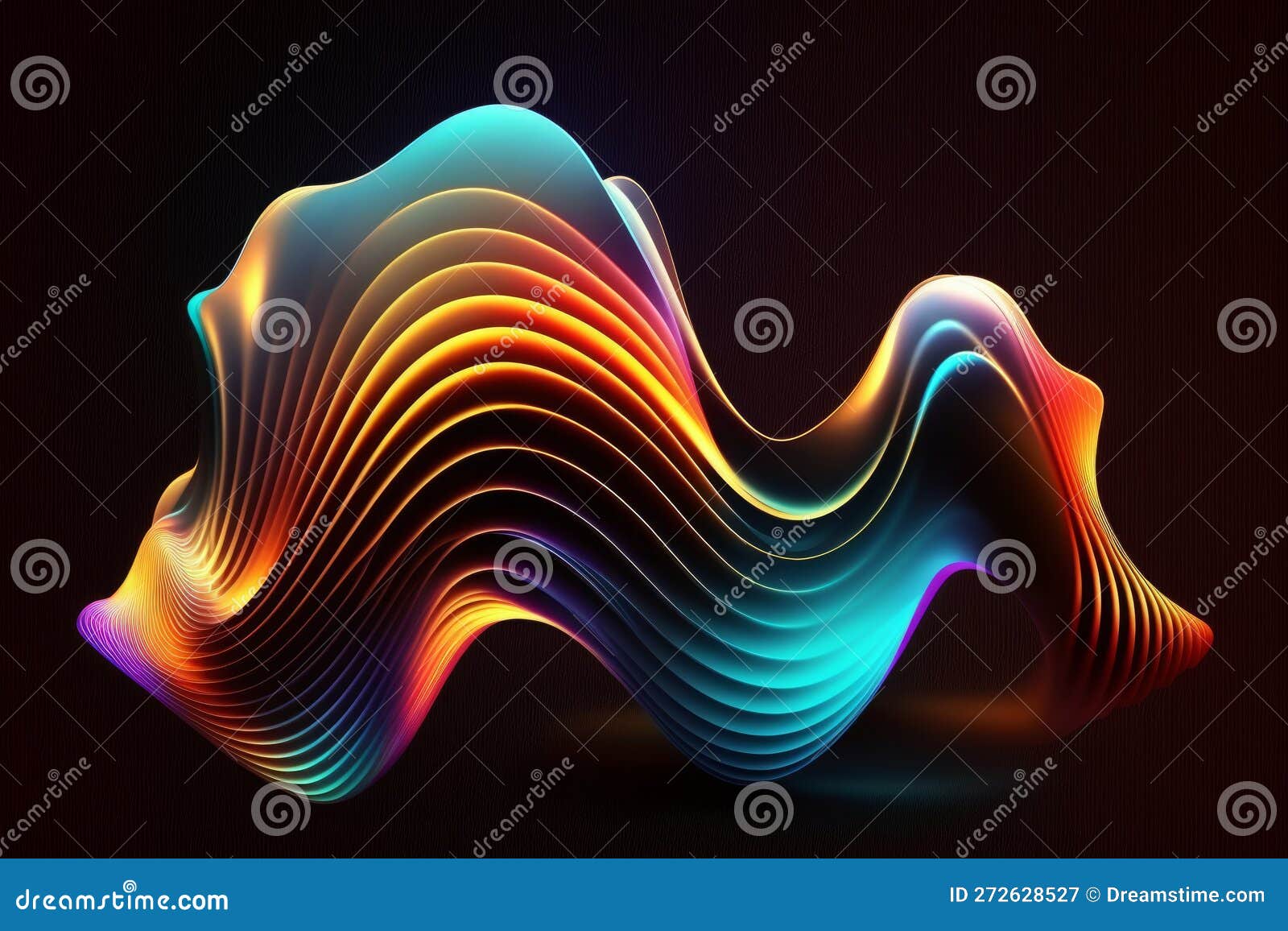 Abstract Fluid 3d Render Holographic Wave. Rust Gradient Design for ...