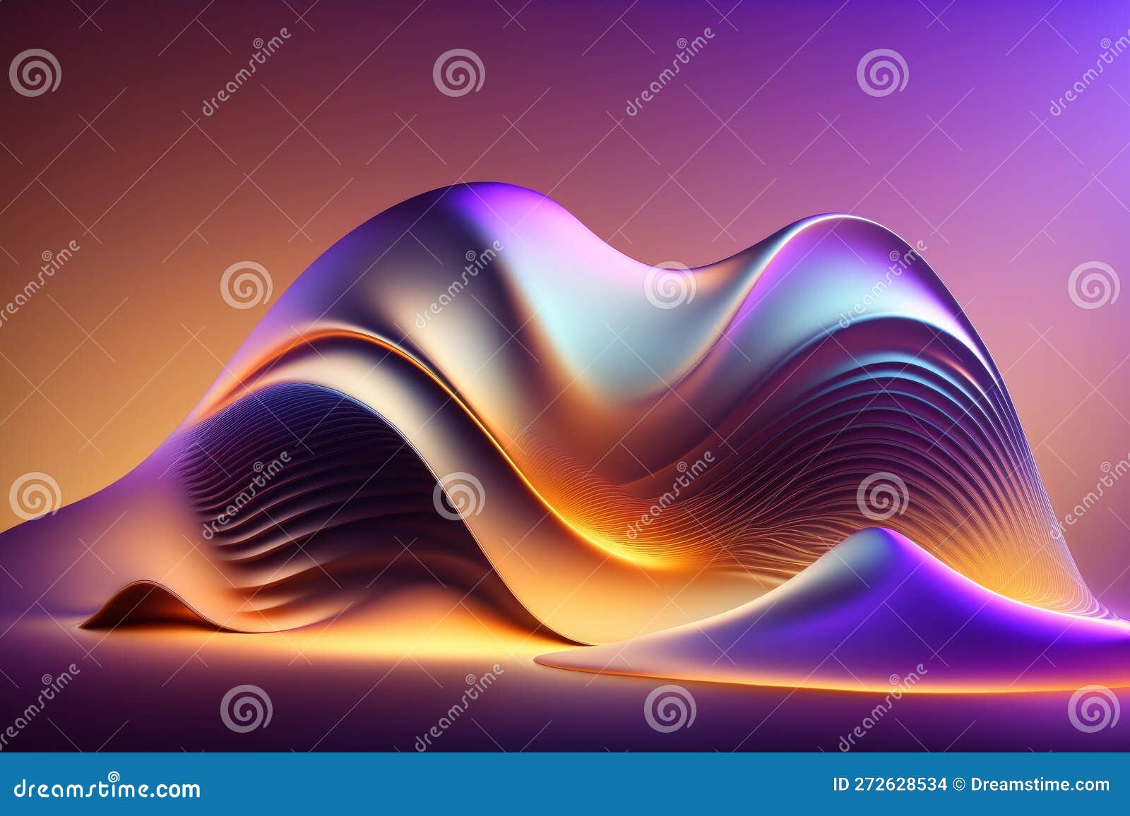 Abstract Fluid 3d Render Holographic Wave. Sand Dune Gradient Design ...