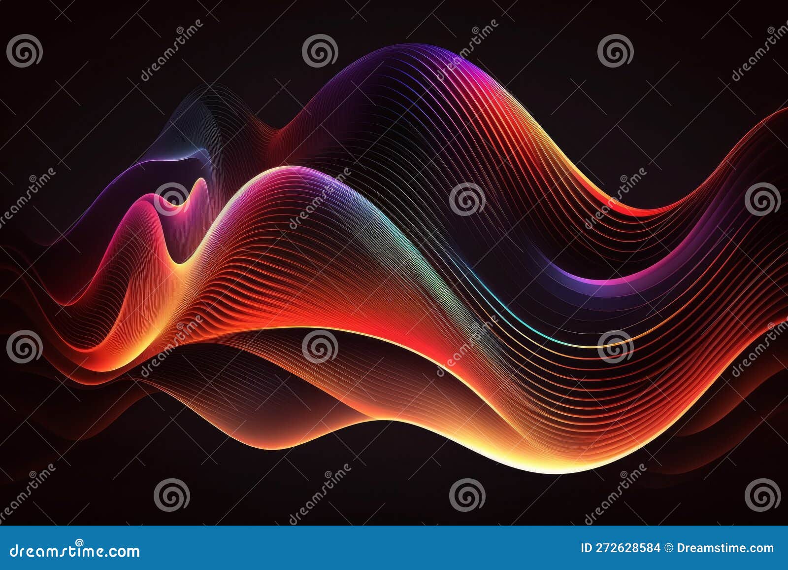 Abstract Fluid 3d Render Holographic Wave. Sizzling Red Gradient Design ...