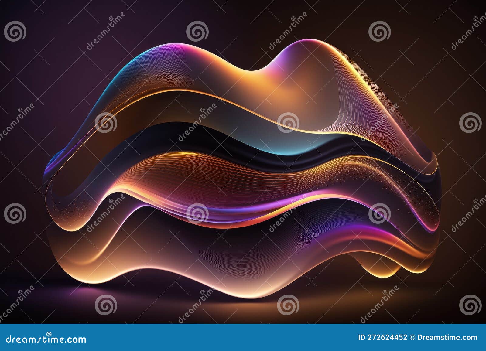 Abstract Fluid 3d Render Holographic Wave. Tuscan Tan Gradient Design ...