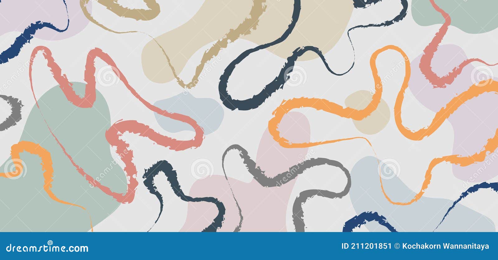 Abstract Fluid Decorative Line Artwork Pattern of Retro Style Template ...