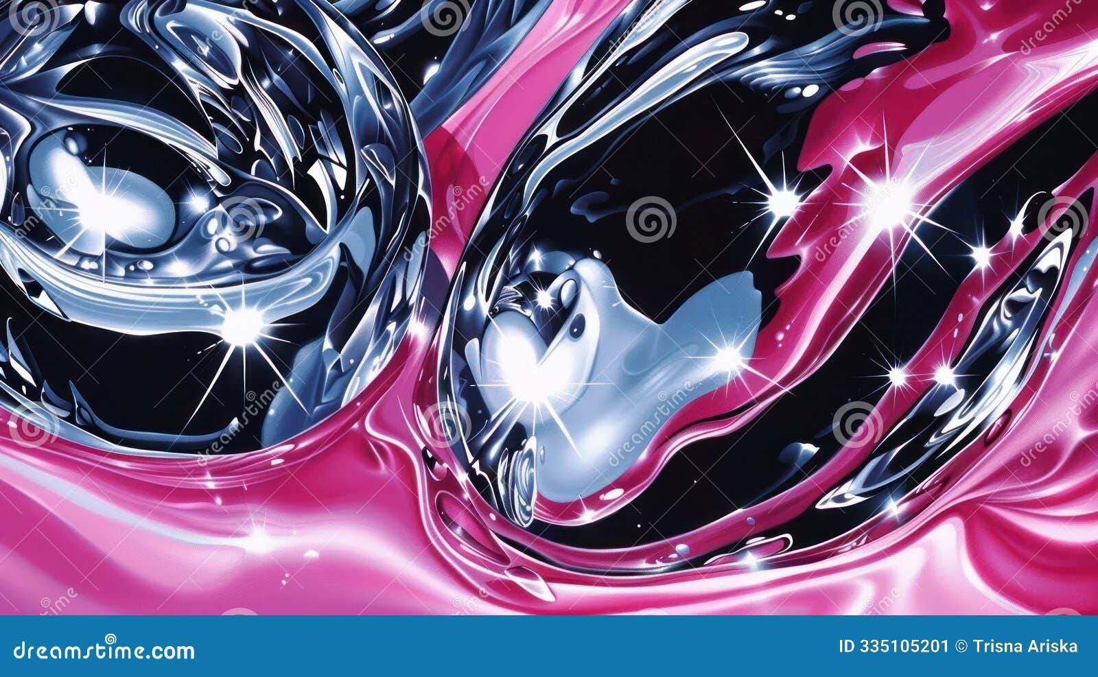 Abstract Fluid Design Featuring Shiny Metallic and Vibrant Pink ...