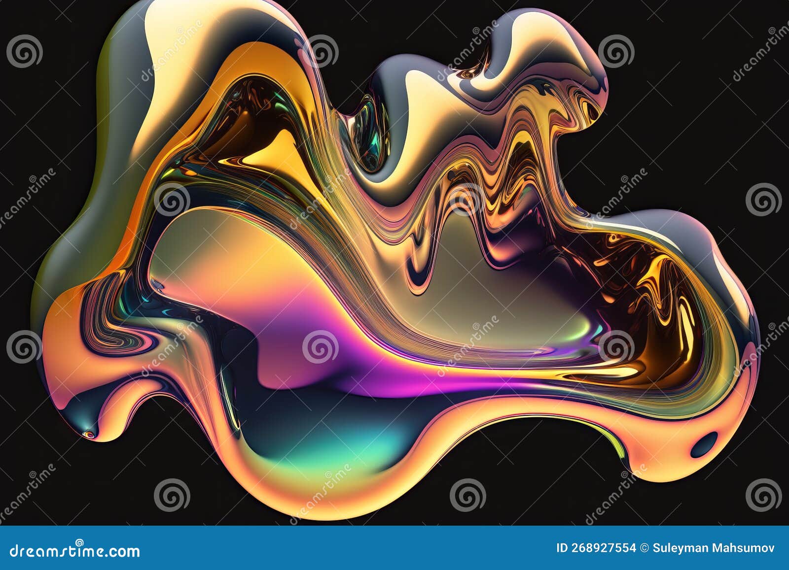 Abstract Fluid Holographic Shape, Chromatic Liquid with Gradient ...