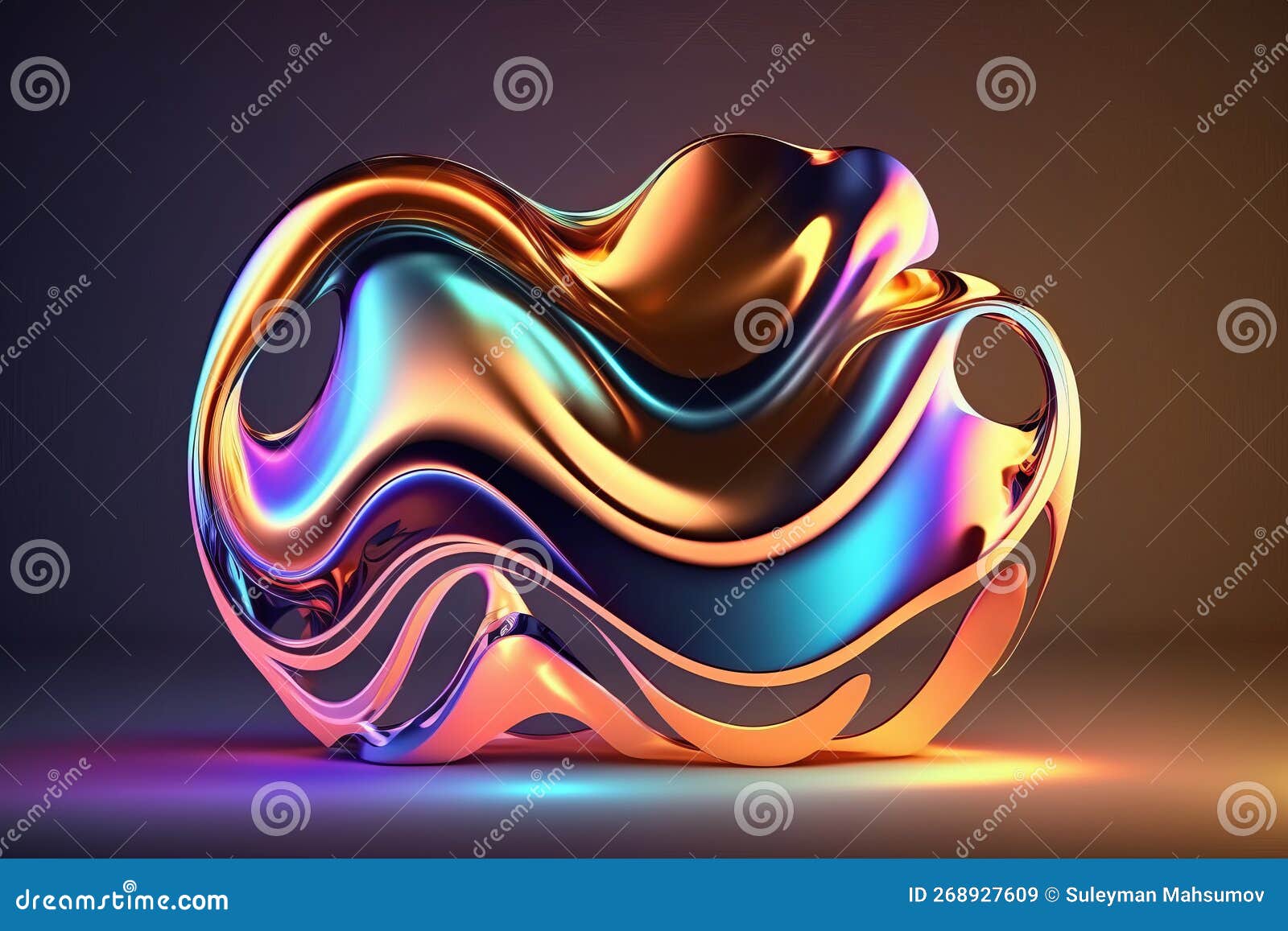 Abstract Fluid Holographic Shape, Chromatic Liquid with Gradient ...