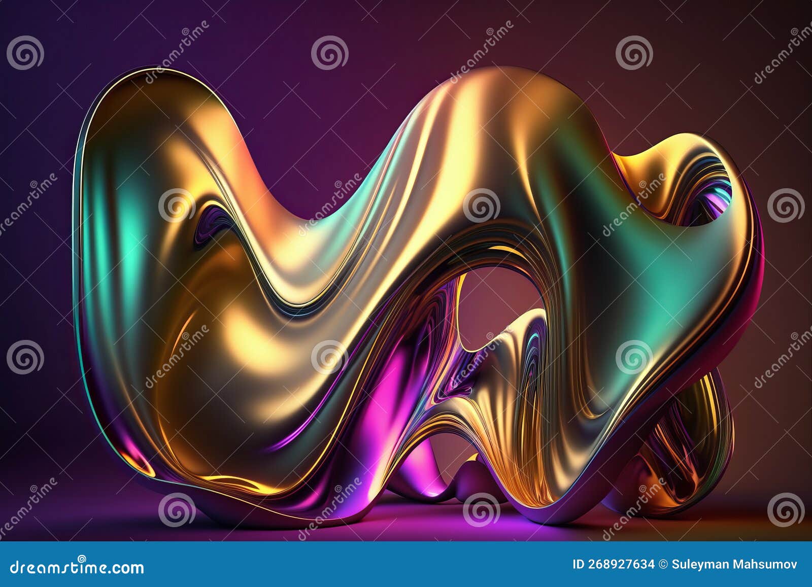 Abstract Fluid Holographic Shape, Chromatic Liquid with Gradient ...