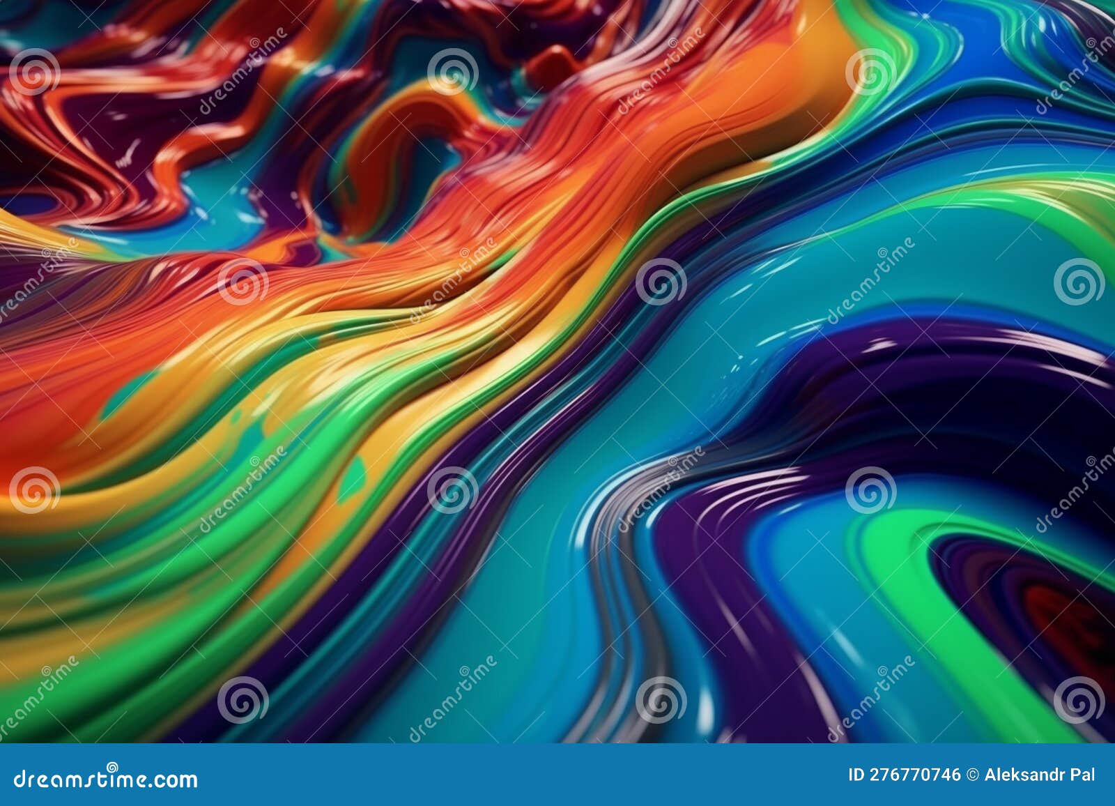 Abstract Fluid, Iridescent. Dynamic Wave in Motion, Rich Colors. Ai ...