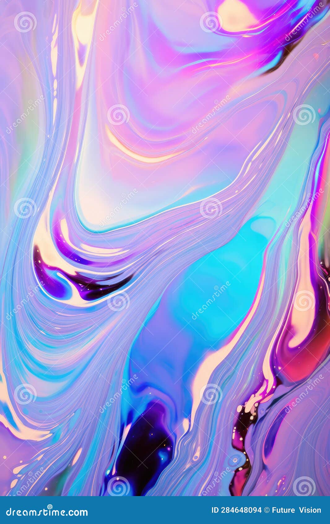Abstract Fluid Iridescent Holographic Background, Created Using ...