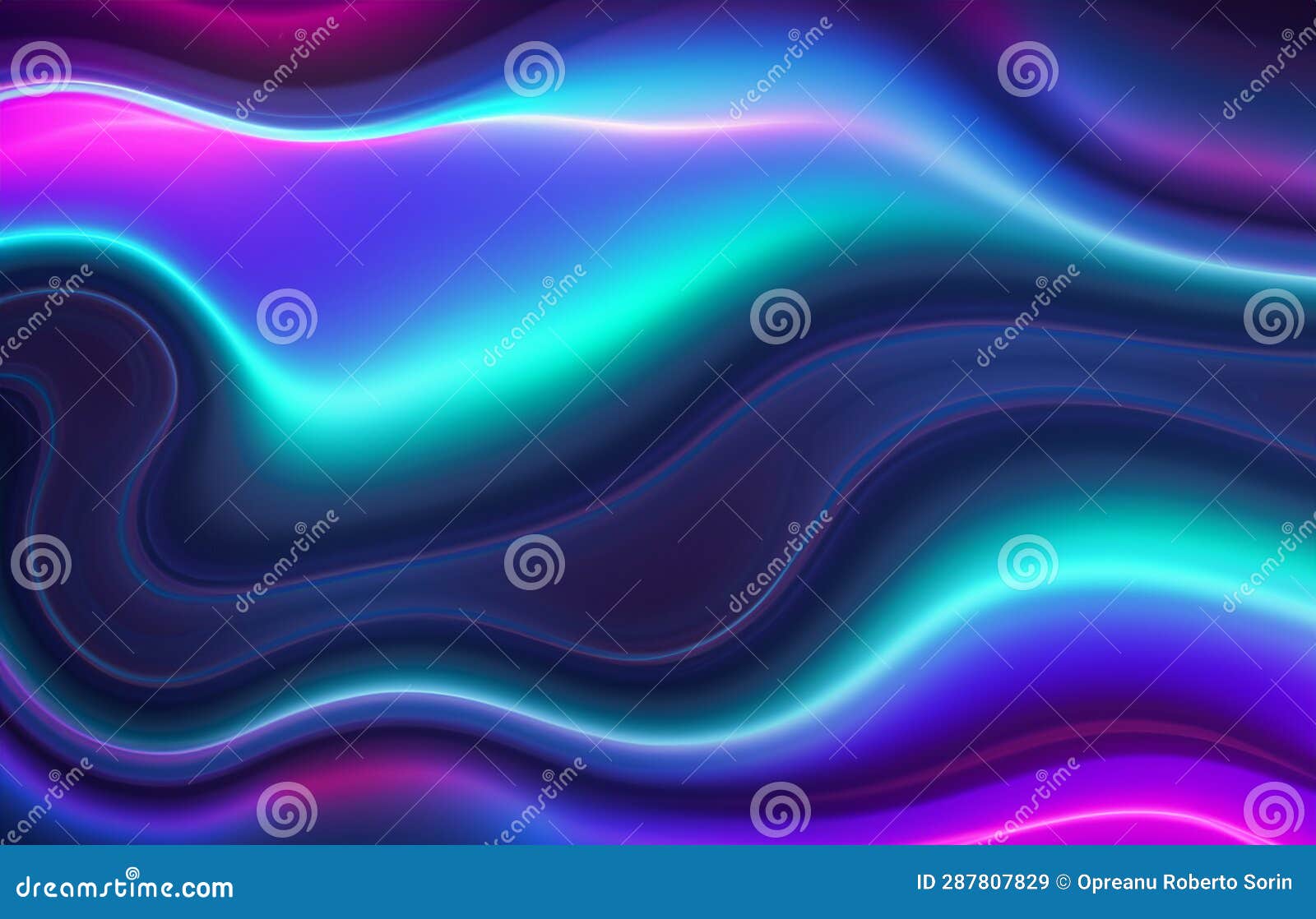Abstract Fluid Render Holographic Iridescent Neon Curved Wave Stock ...
