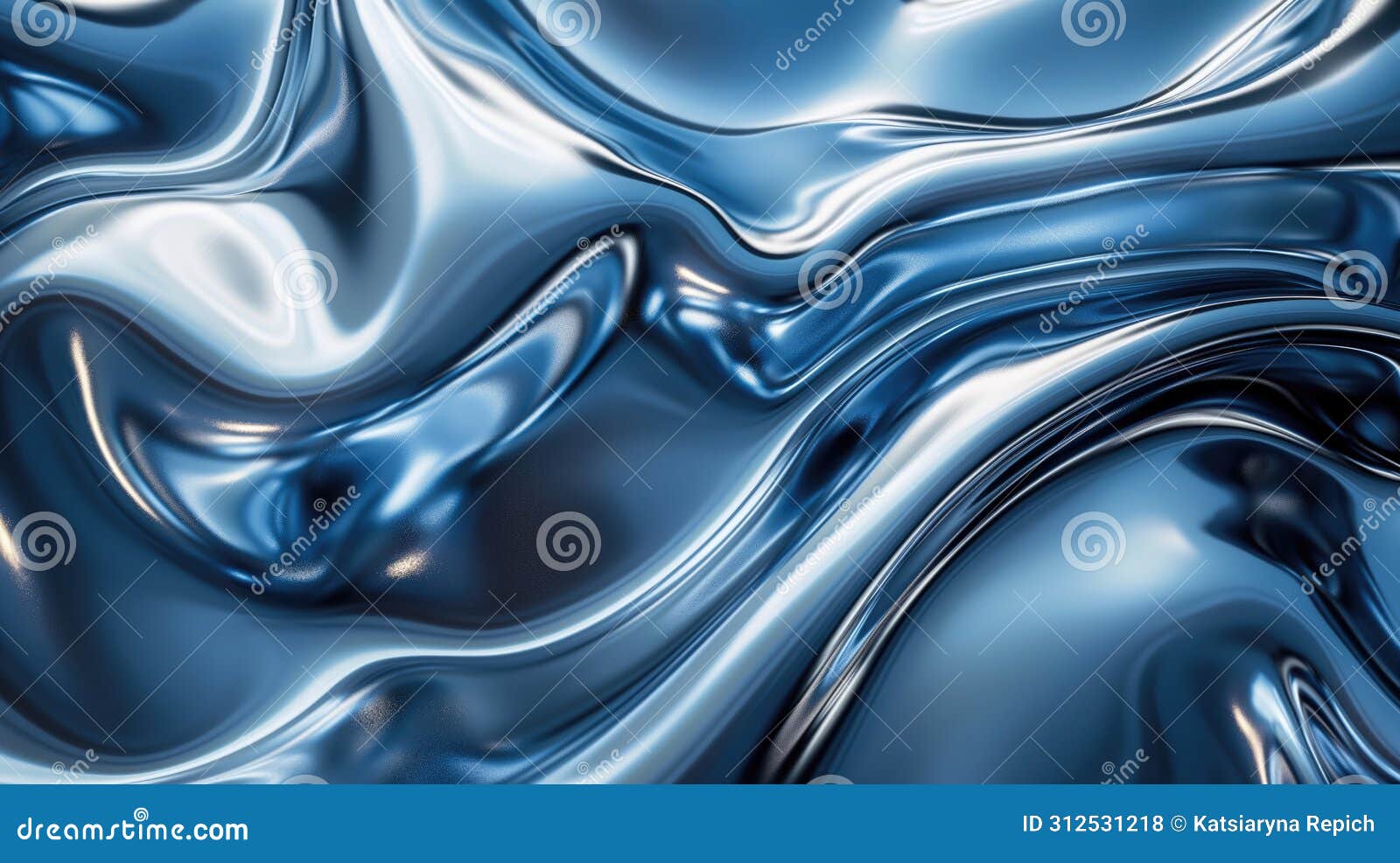 Abstract Fluid Metal Background with Smooth Lines and Waves, Computer ...