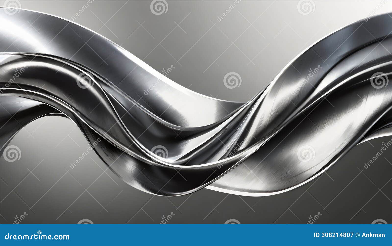 Abstract Fluid Metal Bent Form. Metallic Shiny Curved Wave in Motion ...