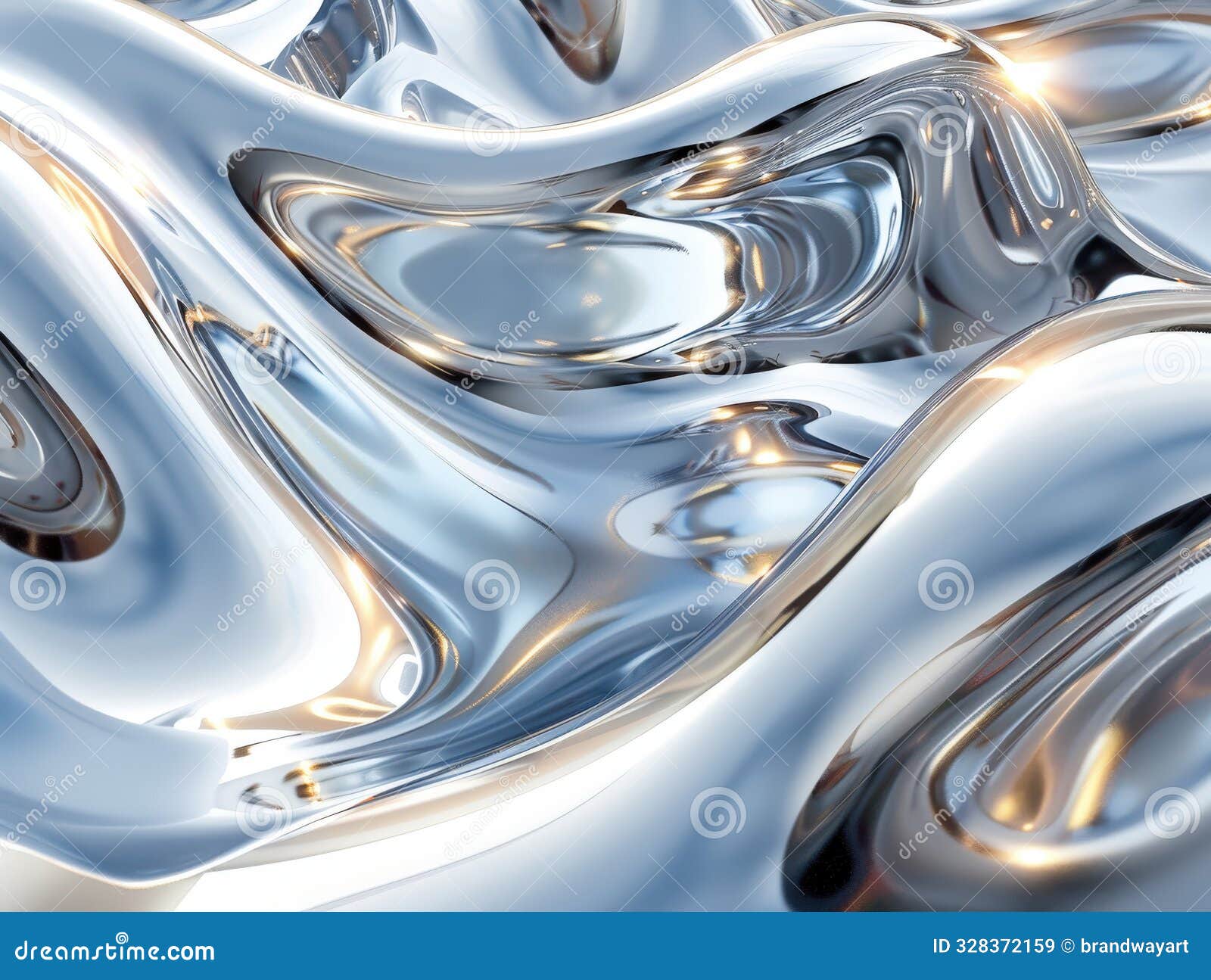 Abstract Fluid Metal Texture with Shiny Chrome Finish Stock ...