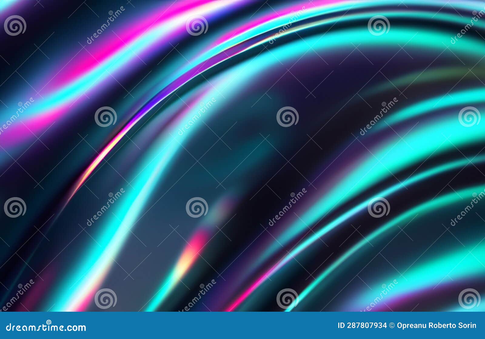 Abstract Fluid Render Holographic Iridescent Neon Curved Wave Stock ...