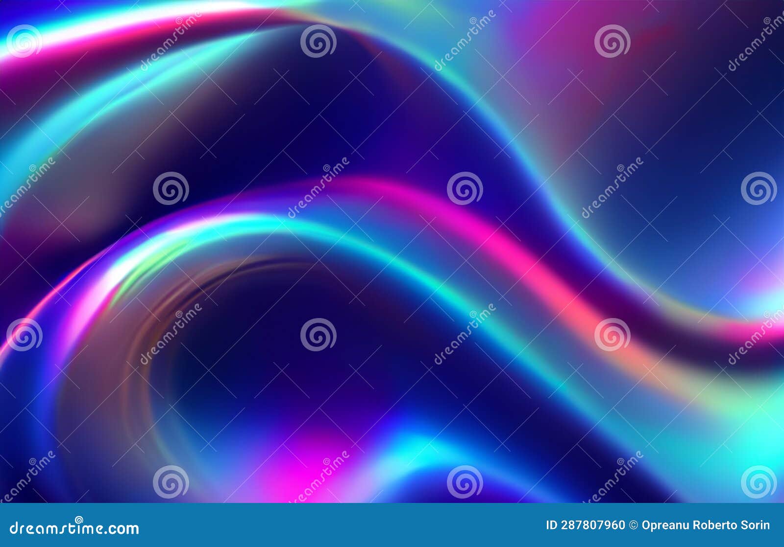 Abstract Fluid Render Holographic Iridescent Neon Curved Wave Stock ...