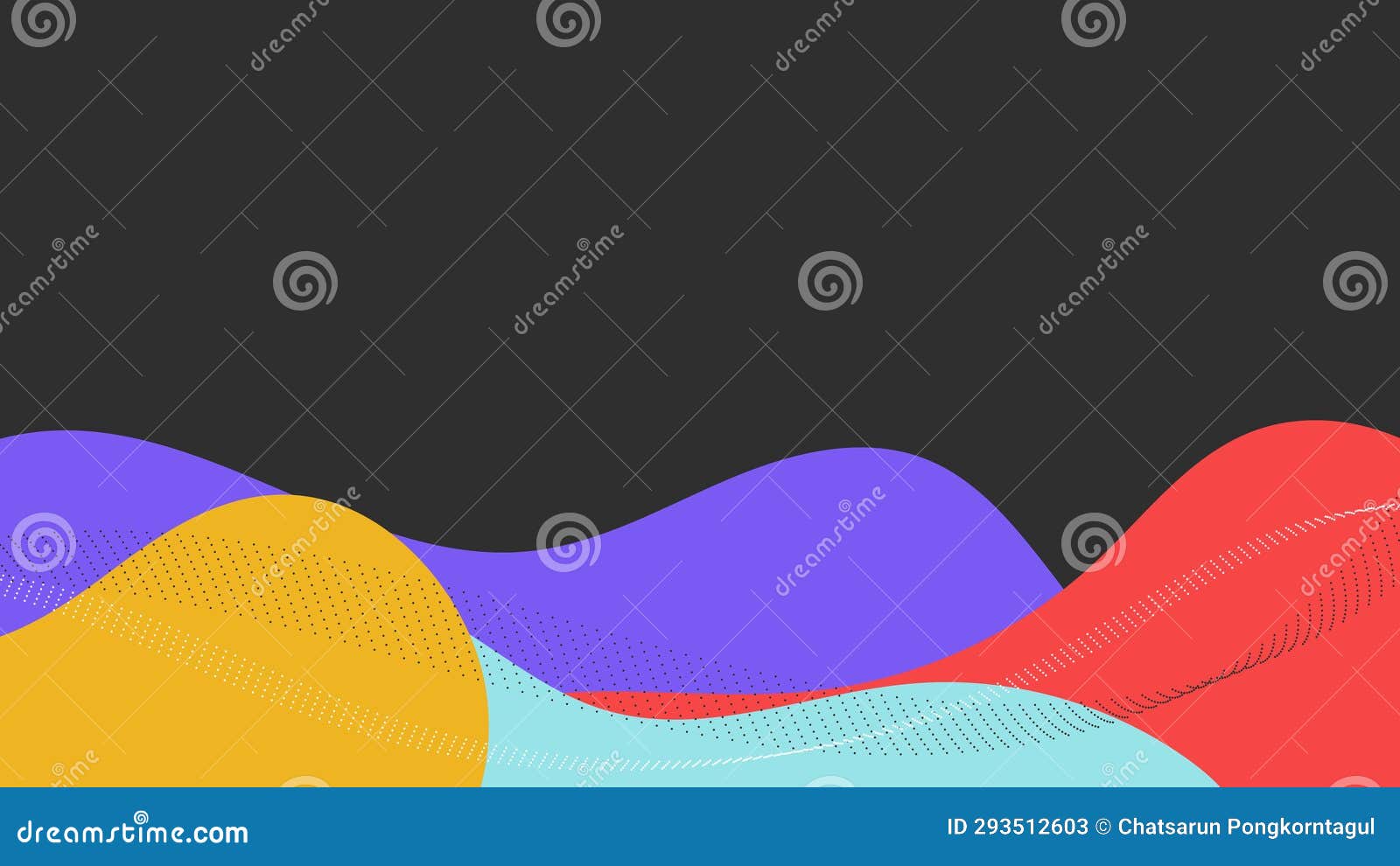 Abstract Fluid Shape Pastel Color and Dot Line on Black Background ...