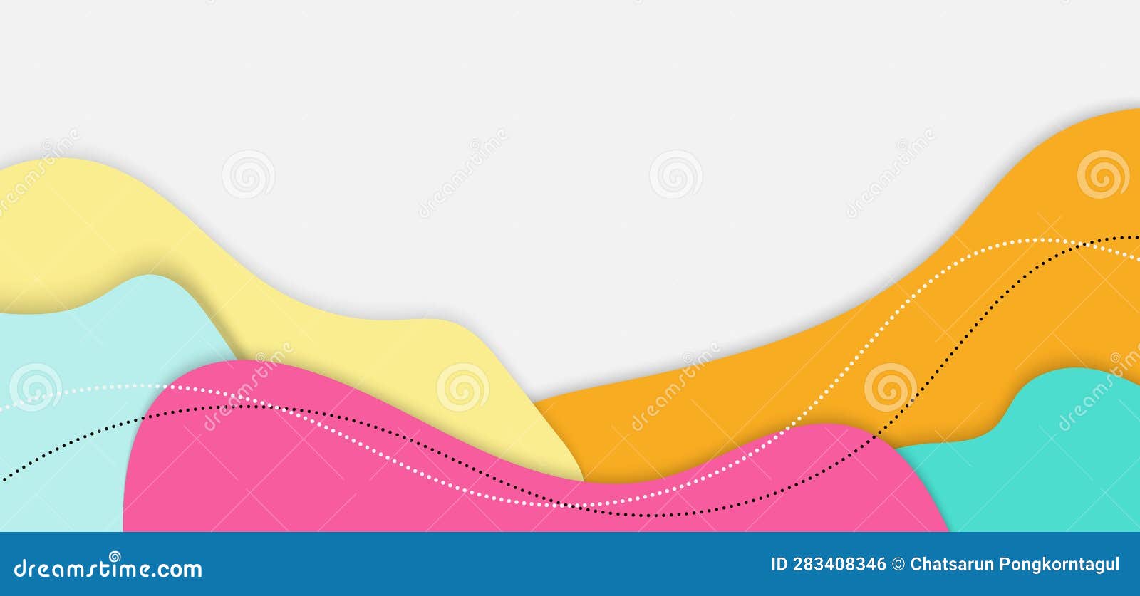 Abstract Fluid Shape Pastel Color and Dot Line on White Background ...