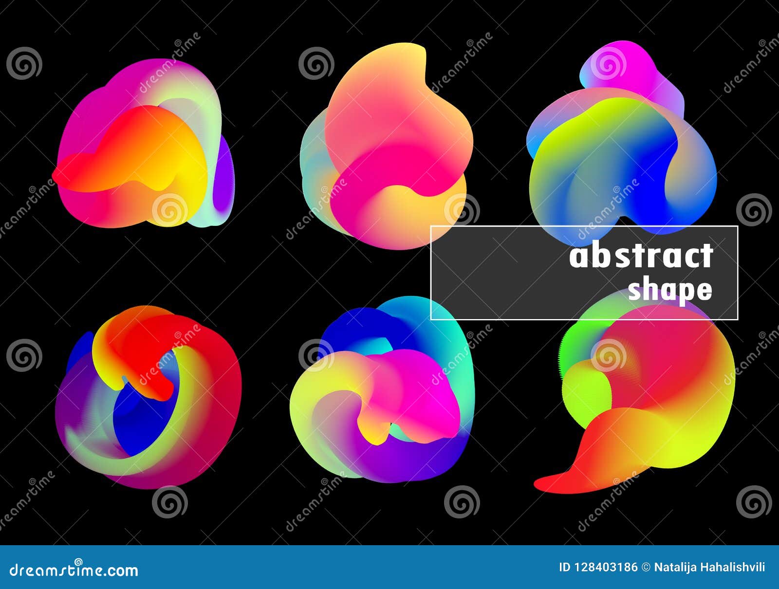 Abstract Fluid Shapes Isolated on Black. Stock Vector - Illustration of ...