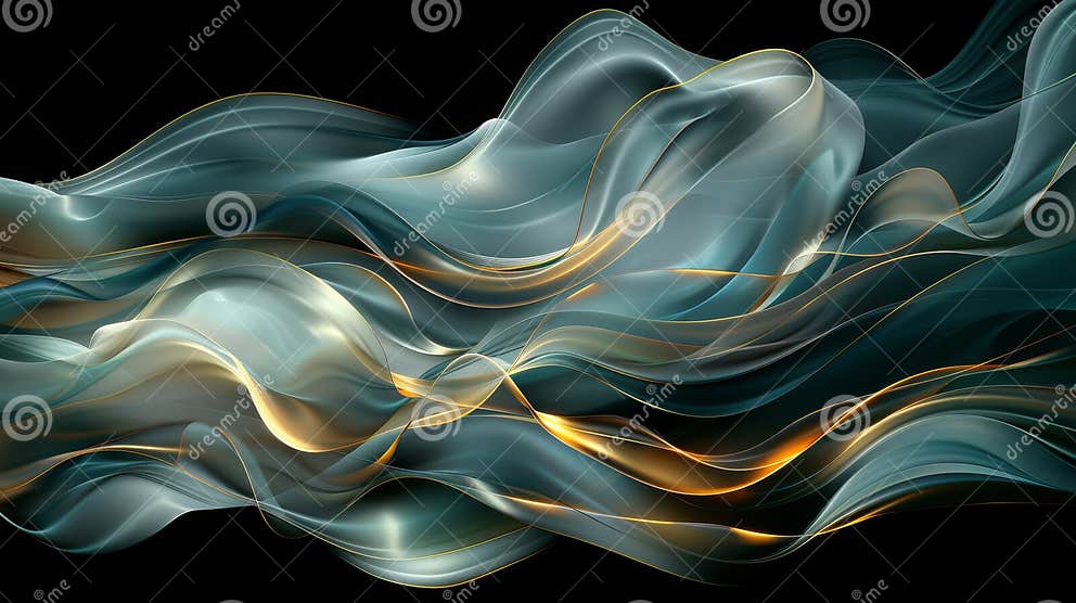 Abstract Fluid Waveforms in Motion are Featured in a Modern Art Digital ...