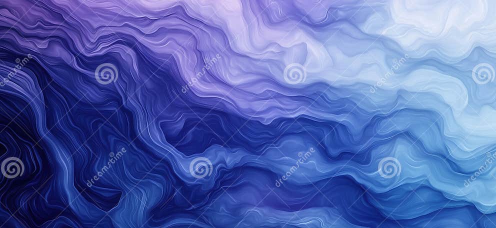 Abstract Fluid Waves in Blue and Purple Tones, Swirling Patterns Create ...