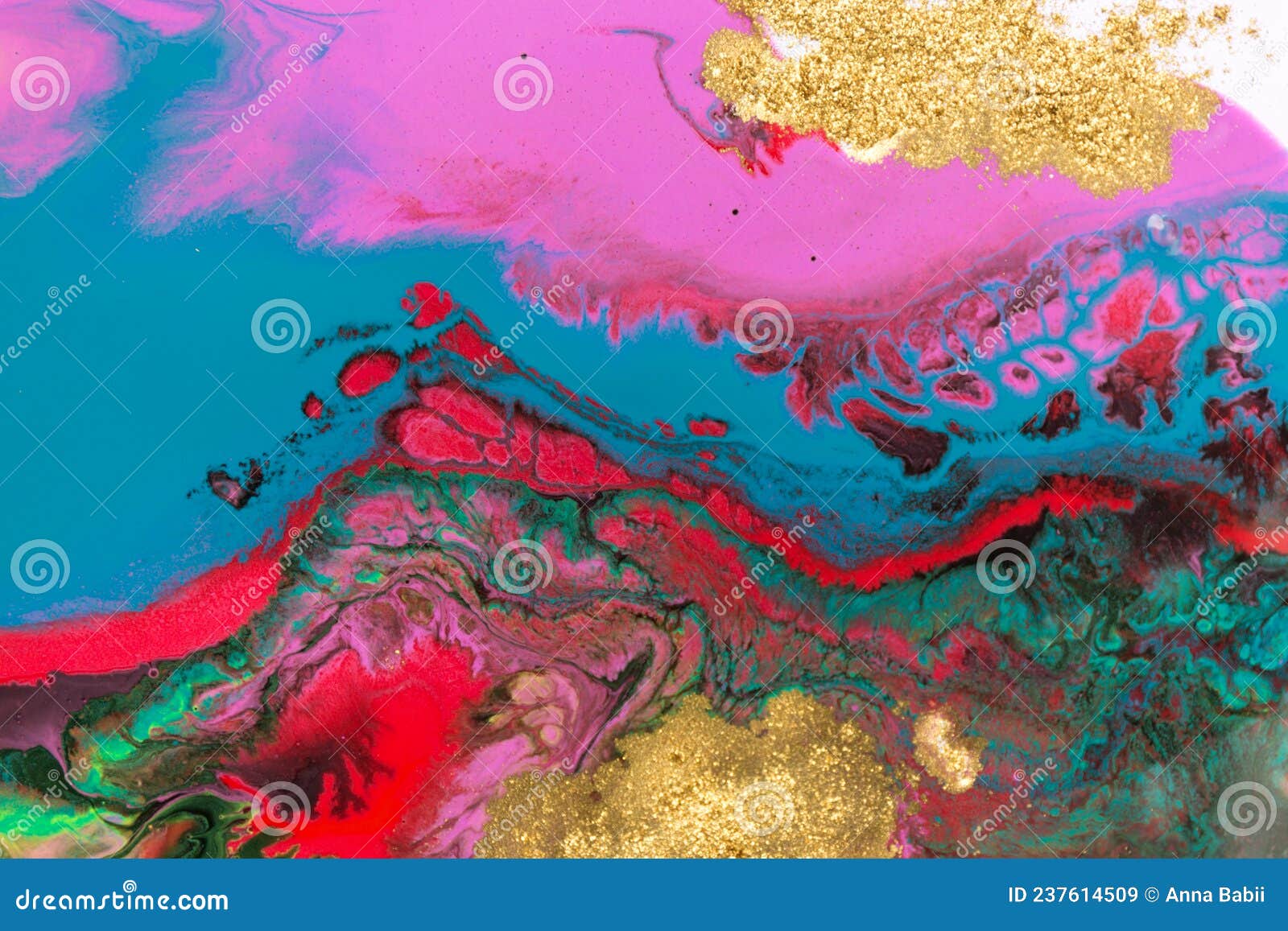 Abstract Fluorescent Ink Liquid Mix with Gold Dust. Stock Image - Image ...