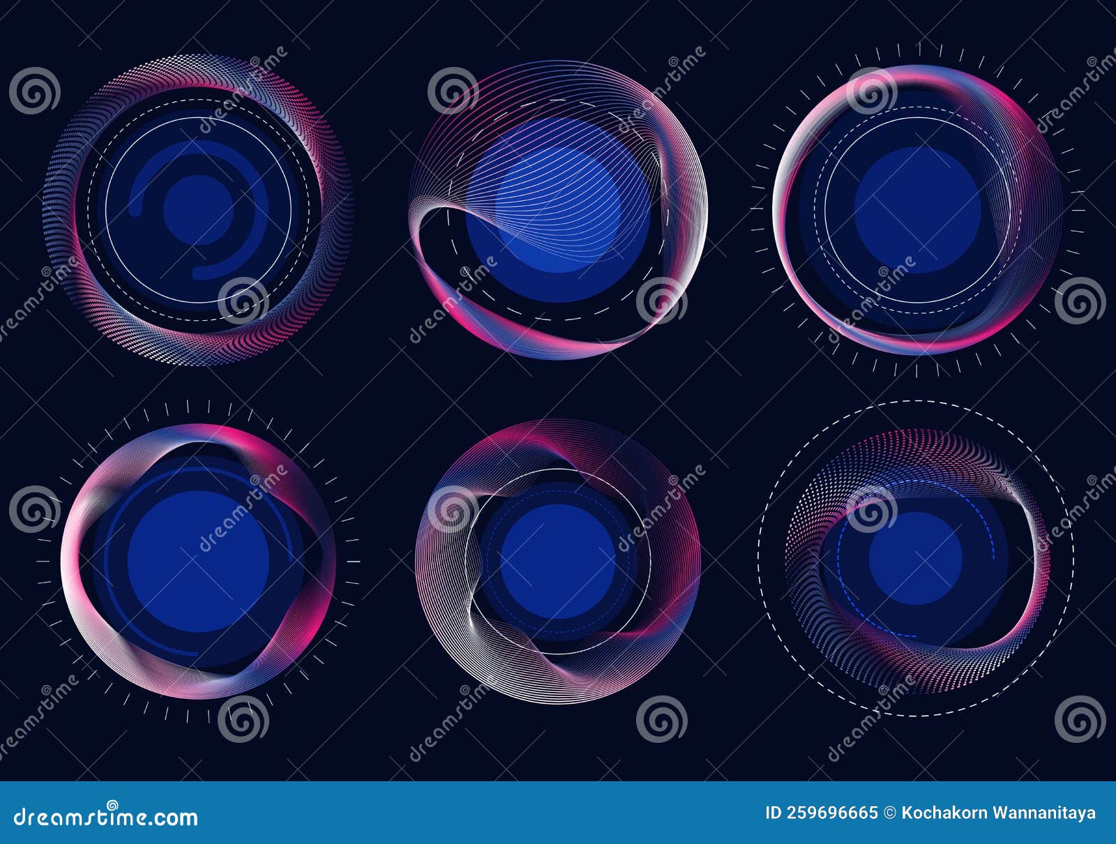 Abstract Fluorescent Neon Gradient Colors Round Shape Decorating with ...